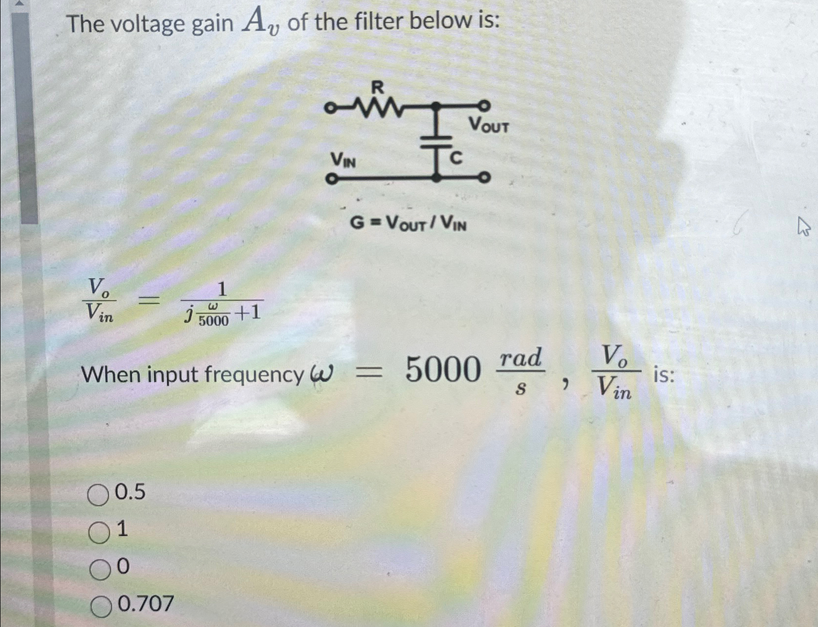 Solved The voltage gain Av ﻿of the filter below | Chegg.com