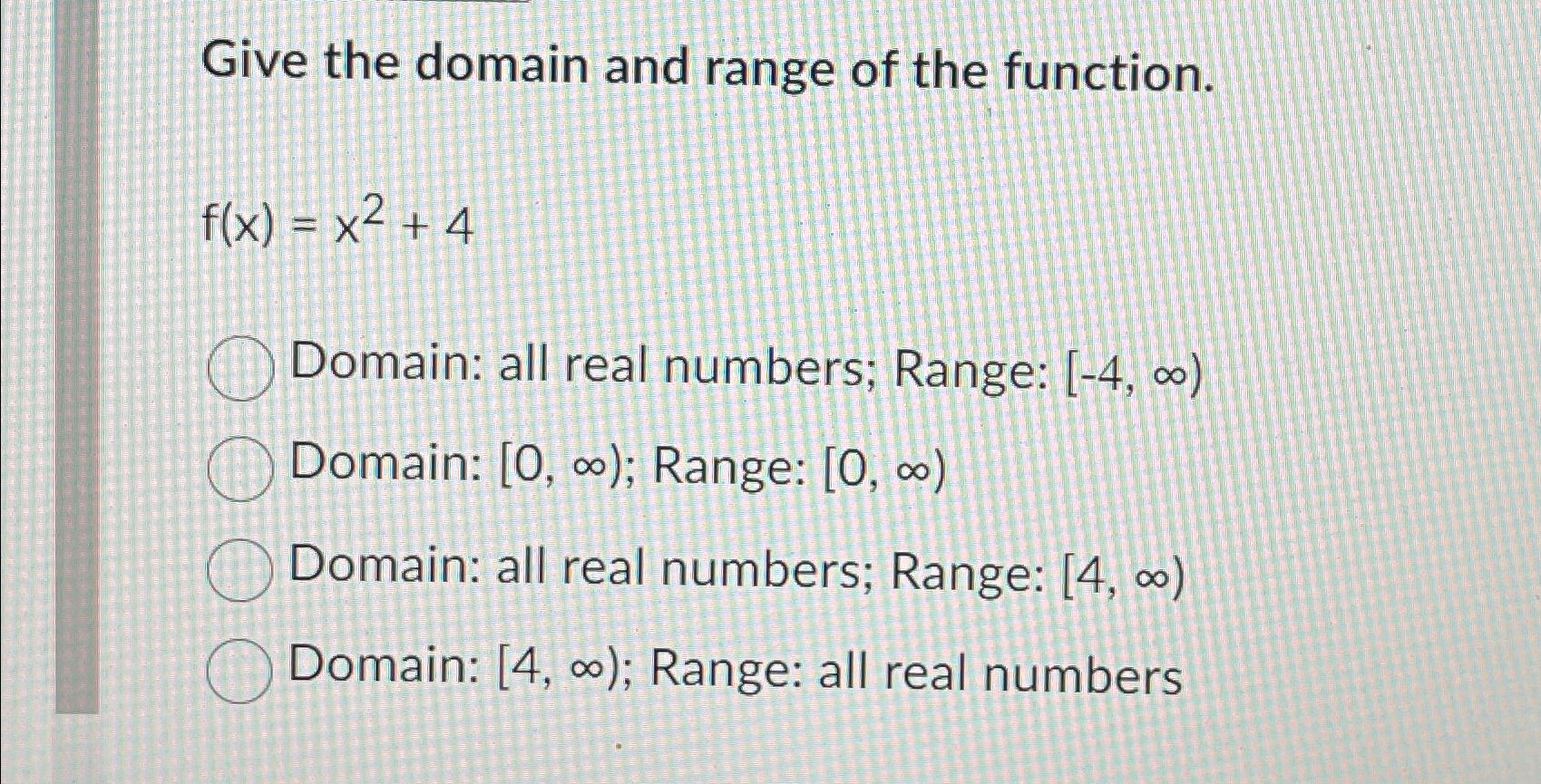 Solved Give the domain and range of the | Chegg.com