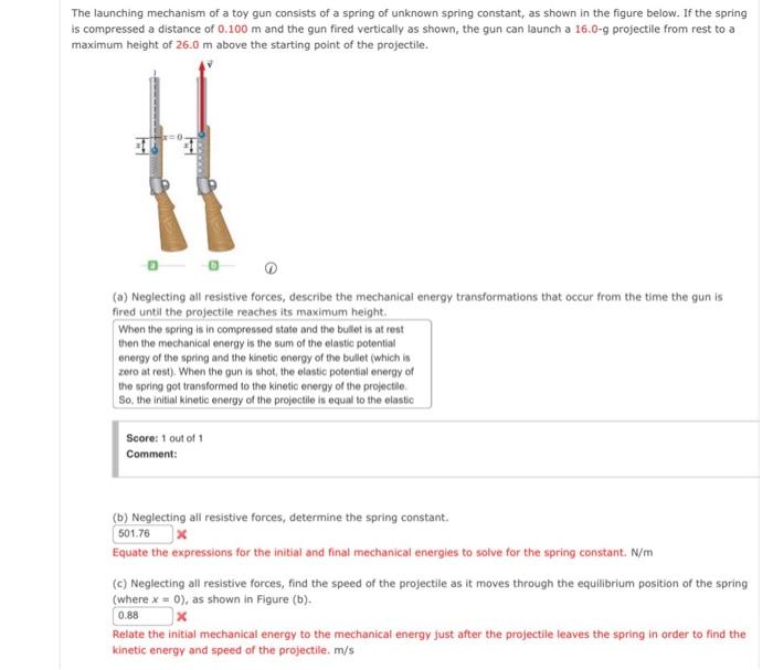 Solved The launching mechanism of a toy gun consists of a | Chegg.com