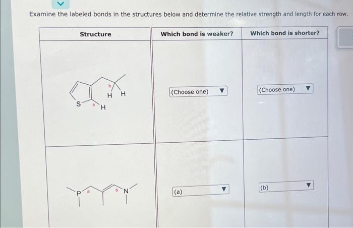 Examine the labeled bonds in the structures below and | Chegg.com Examine the labeled bonds in the structures below and | Chegg.com
