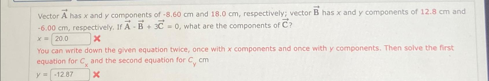 Solved Vector vec(A) ﻿has x ﻿and y ﻿components of -8.60cm | Chegg.com