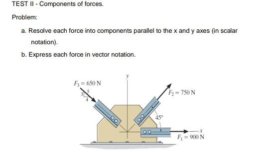 Solved TEST II - Components of forces. Problem: a. Resolve | Chegg.com