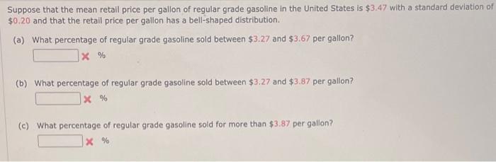 Solved Suppose that the mean retail price per gallon of | Chegg.com