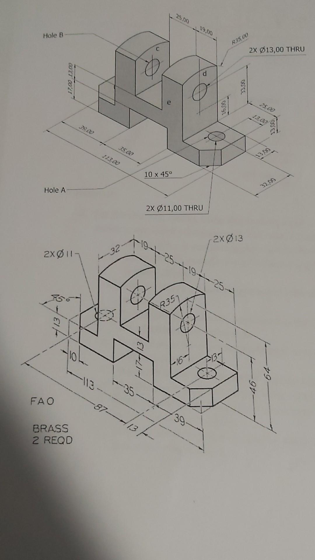 Solved a C. Question 2 [41] 2. For the drawing below, using | Chegg.com