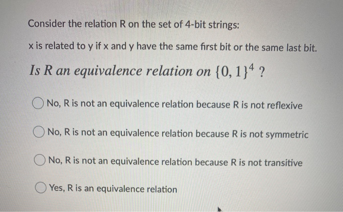 Solved Consider the relation R on the set of 4-bit strings: | Chegg.com