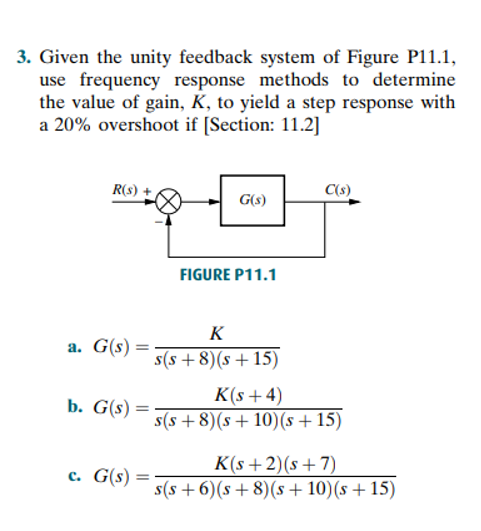 Solved Given the unity feedback system of Figure P11.1,use | Chegg.com