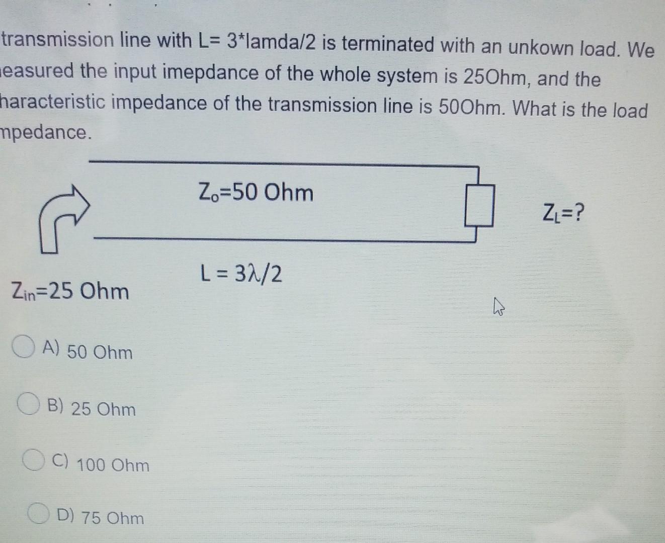 Solved transmission line with L= 3*lamda/2 is terminated | Chegg.com