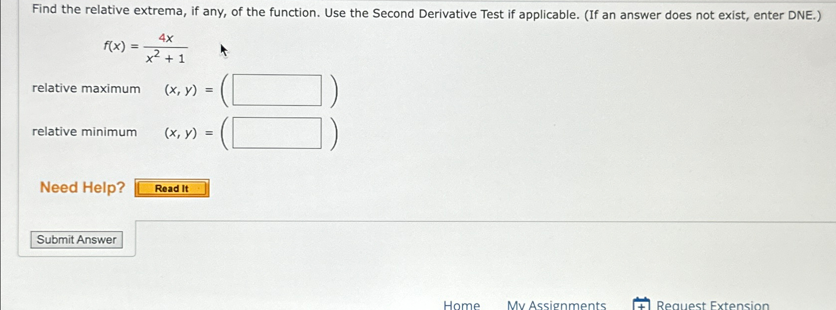 Solved Find the relative extrema, if any, of the function. | Chegg.com