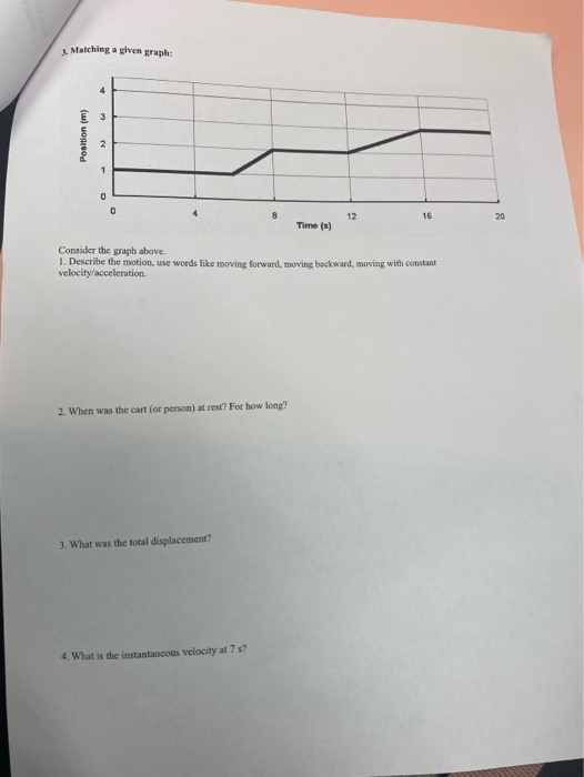 Solved 2. Drawing a position time graph: Draw the | Chegg.com
