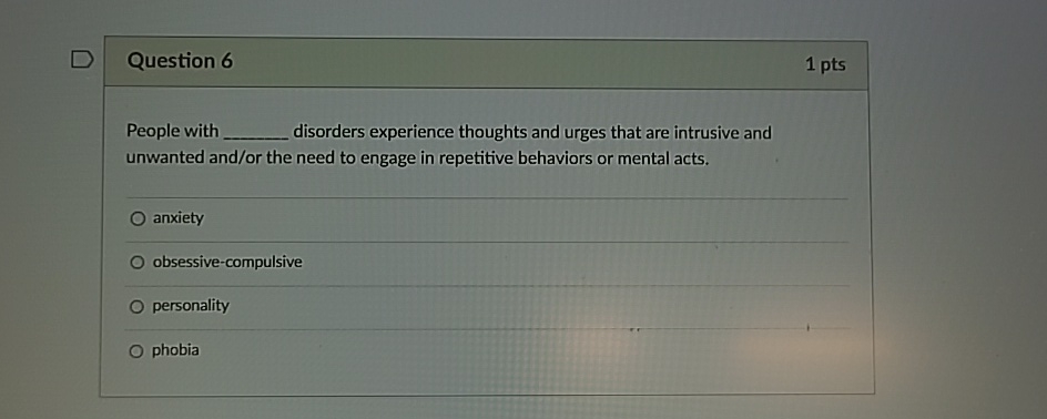 Solved Question 61 ﻿ptsPeople with ﻿disorders experience | Chegg.com