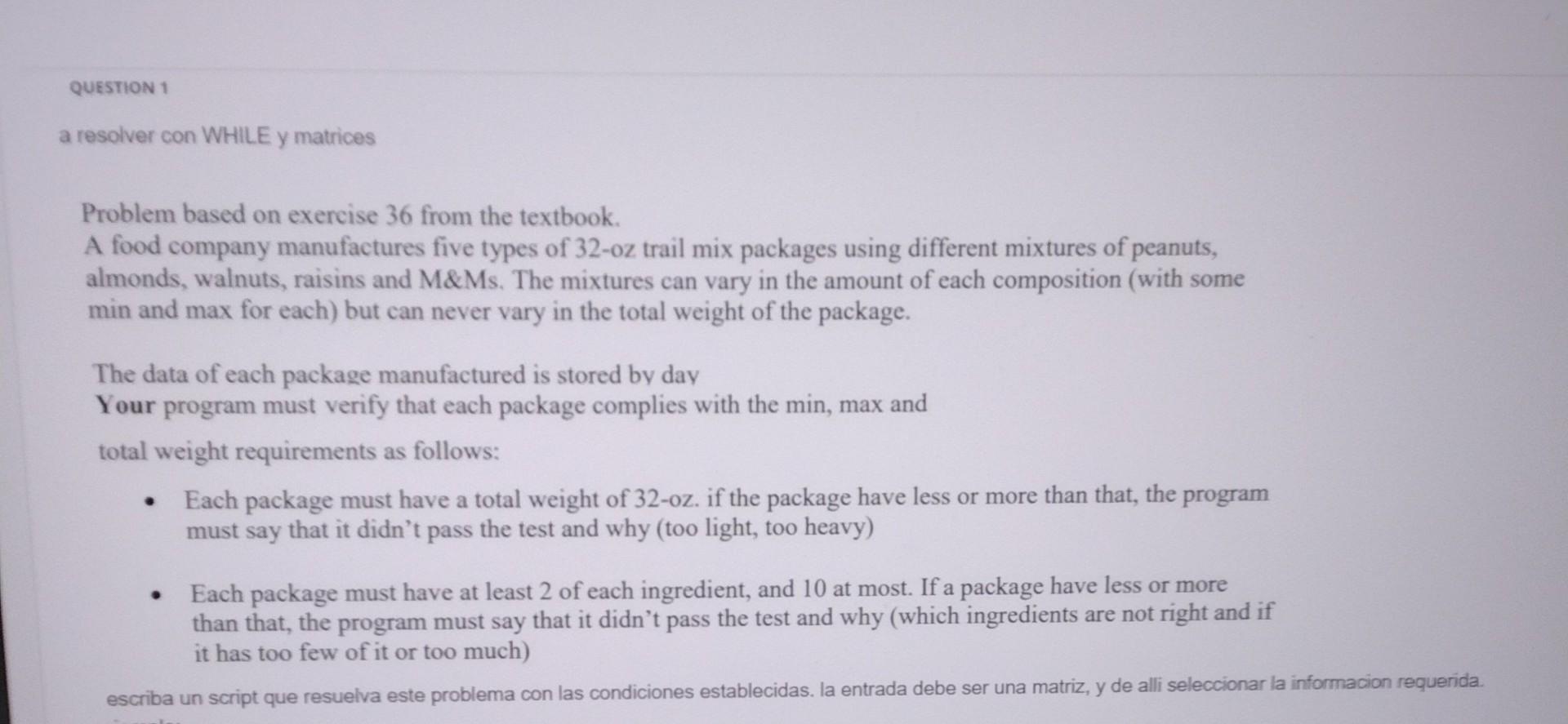 Solved how do I do this with While loops and matrix in basic | Chegg.com