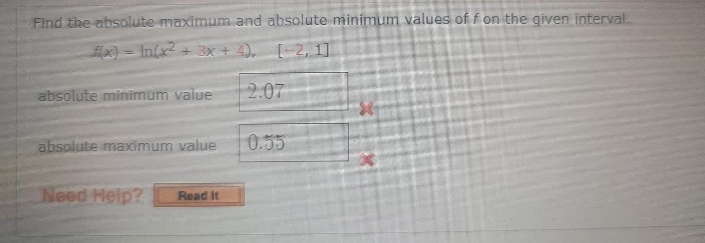 Solved Use calculus to find the absolute maximum and minimum | Chegg.com