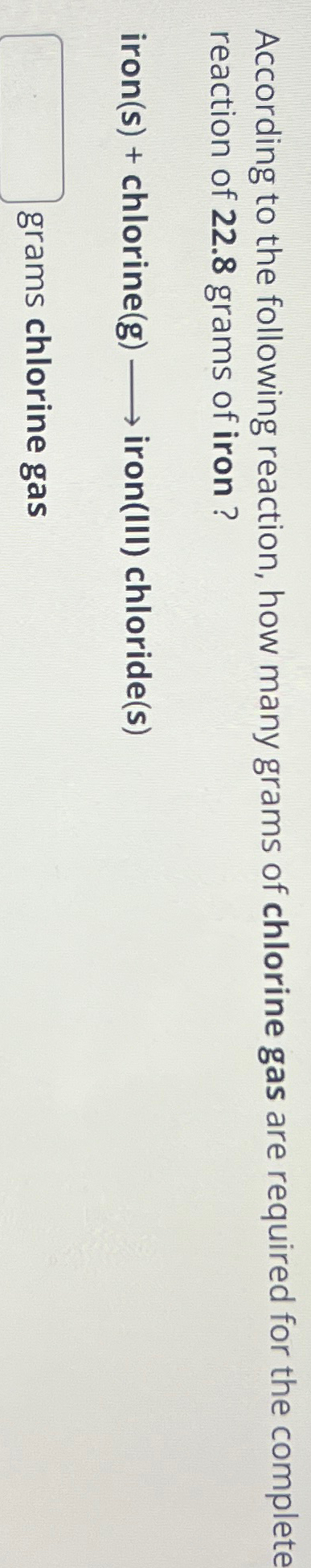 Solved According to the following reaction, how many grams | Chegg.com