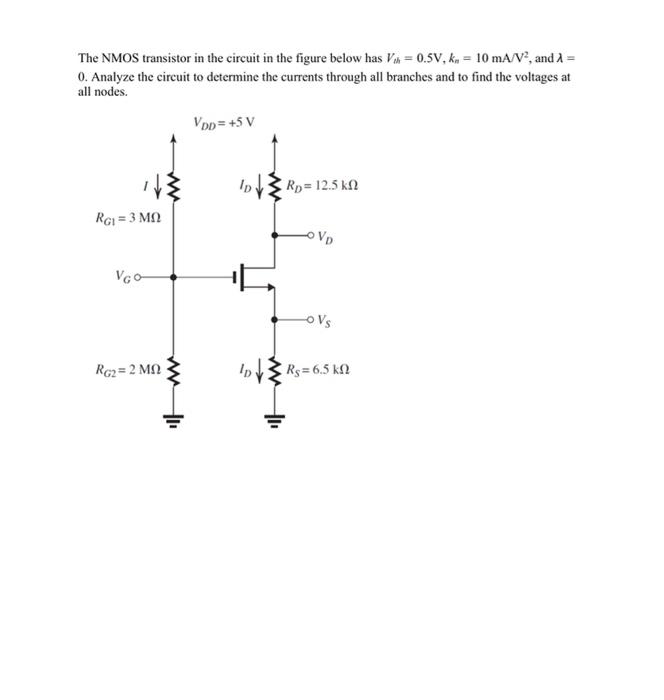 Solved The NMOS transistor in the circuit in the figure | Chegg.com