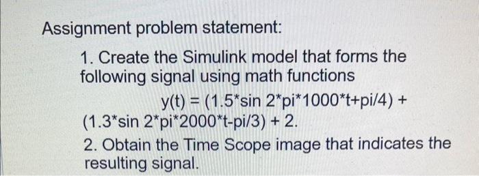 Solved Ssignment Problem Statement 1 Create The Simulink 8808