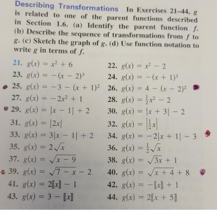 Solved Describing Transformations In Exercises 21-44, g is | Chegg.com