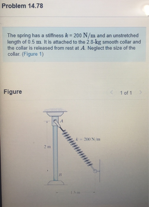 Solved Problem 14.78 The spring has a stiffness k = 200 N/m | Chegg.com