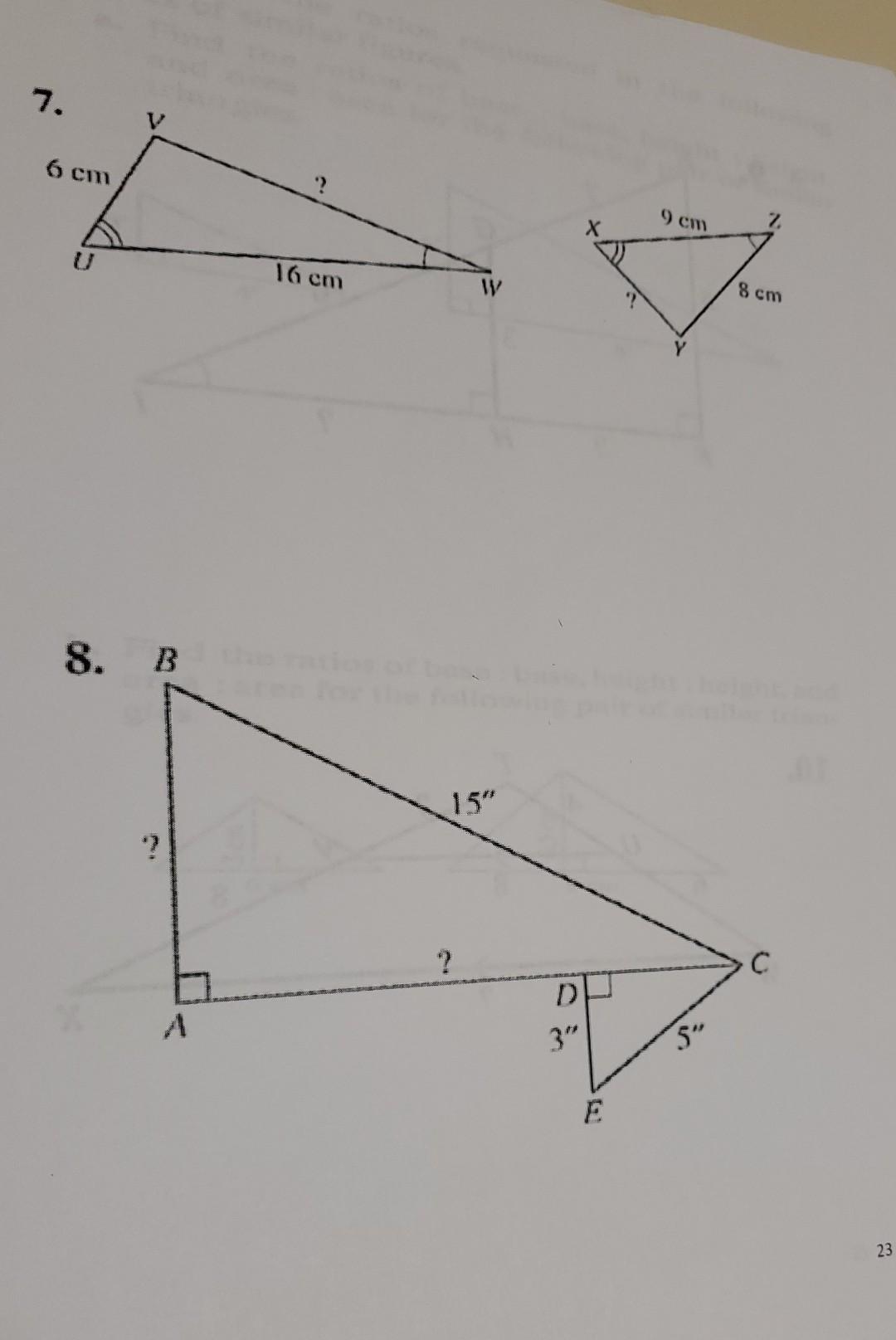 Solved Pairs of similar triangles are shown in Exercises | Chegg.com