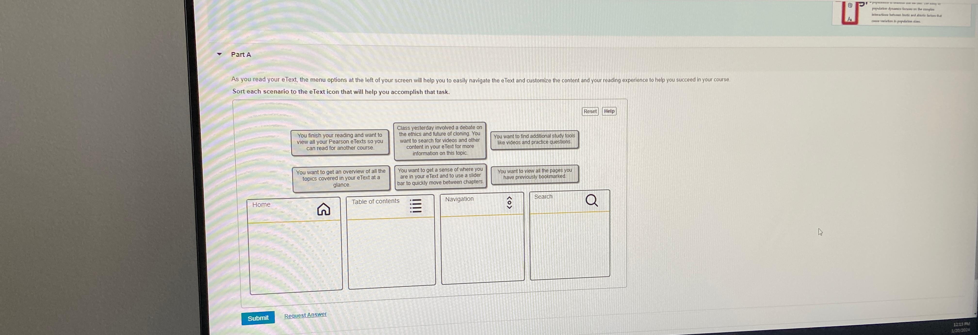 Solved ए"Part ASort each scenario to the eText icon that | Chegg.com