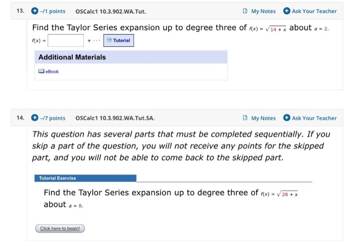 Solved 13. -/1 points oSCalc1 10.3.902.WA.Tut. My Notes Ask | Chegg.com Solved 13. -/1 points oSCalc1 10.3.902.WA.Tut. My Notes Ask | Chegg.com