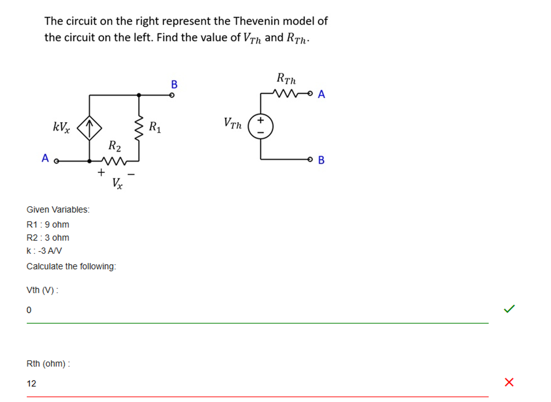 Solved The circuit on the right represent the Thevenin model | Chegg.com