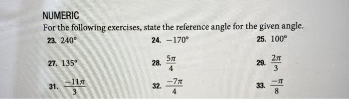 Solved NUMERIC For the following exercises, state the | Chegg.com