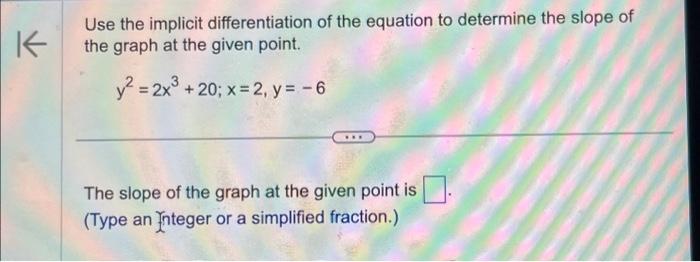Solved Use the implicit differentiation of the equation to | Chegg.com
