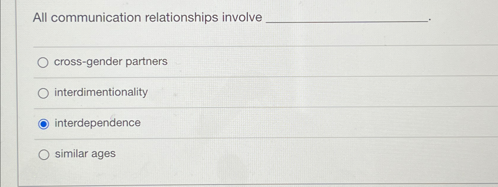 Solved All communication relationships involvecross-gender | Chegg.com