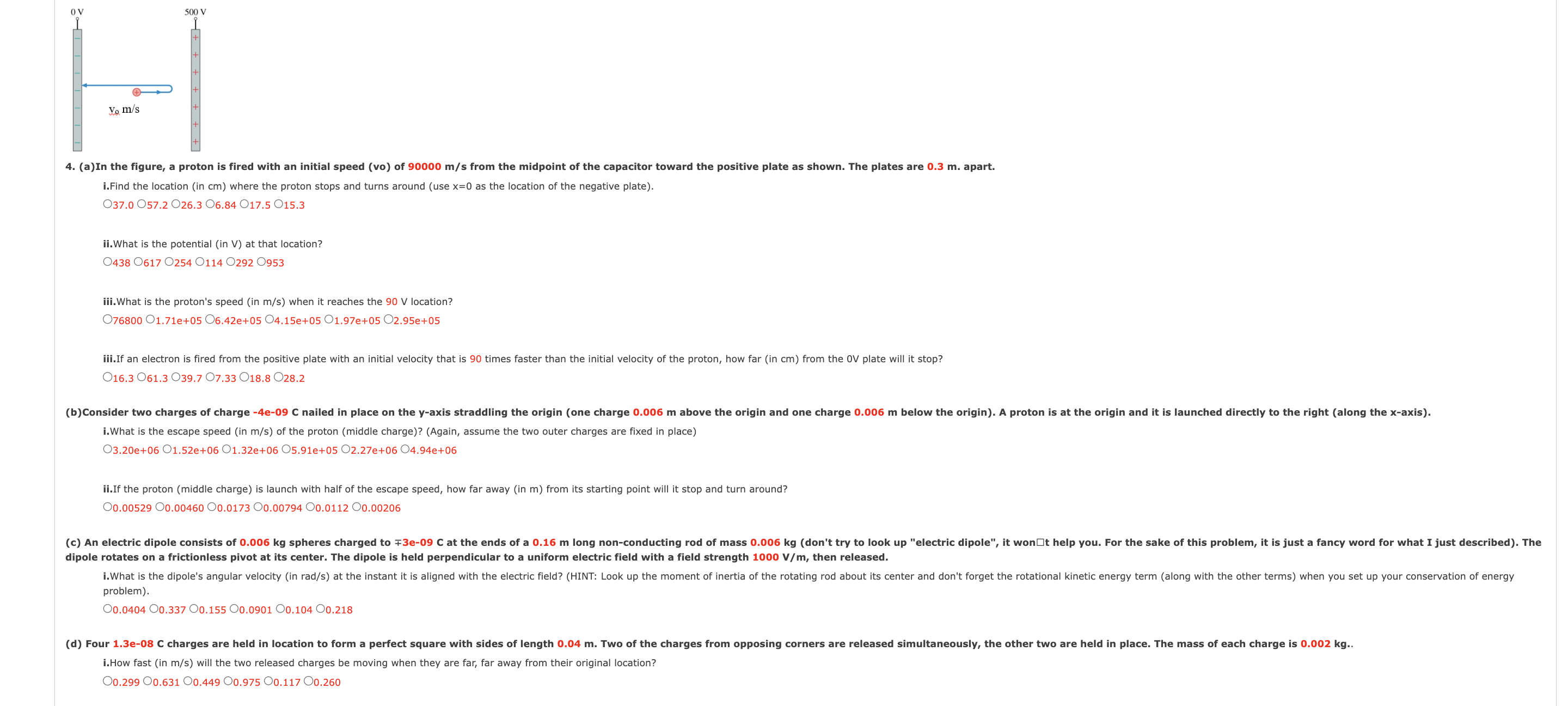 Solved (a)In the figure, a proton is fired with an initial | Chegg.com
