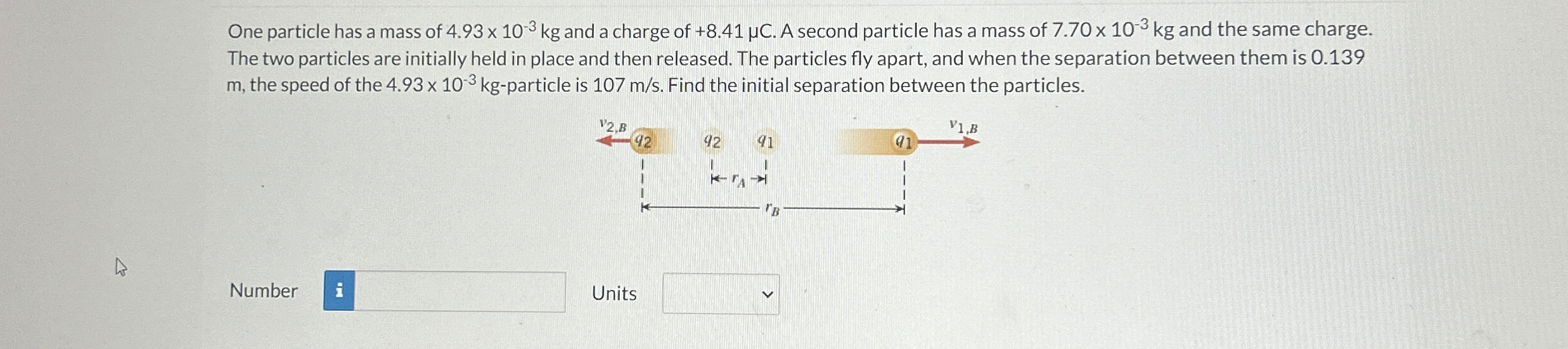 Solved One particle has a mass of 4.93×10-3kg ﻿and a charge | Chegg.com