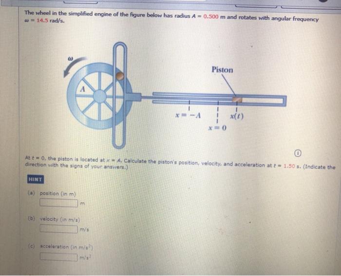 Solved The wheel in the simplified engine of the figure | Chegg.com