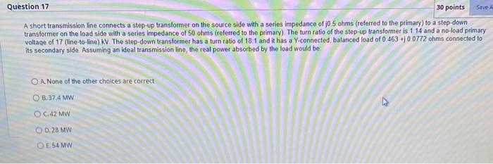 Solved A short transmission line connects a step-up | Chegg.com