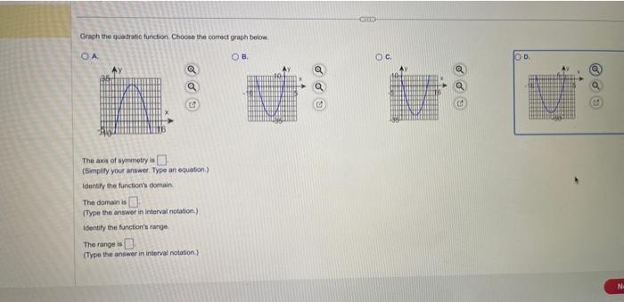 Graph the quadratic function. Choose the correct | Chegg.com