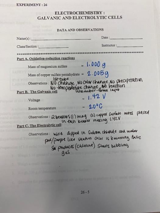 Solved Experimental Procedure: Part A .Oxidation-reduction | Chegg.com