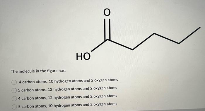 Solved The molecule in the figure has: 4 carbon atoms, 10 | Chegg.com
