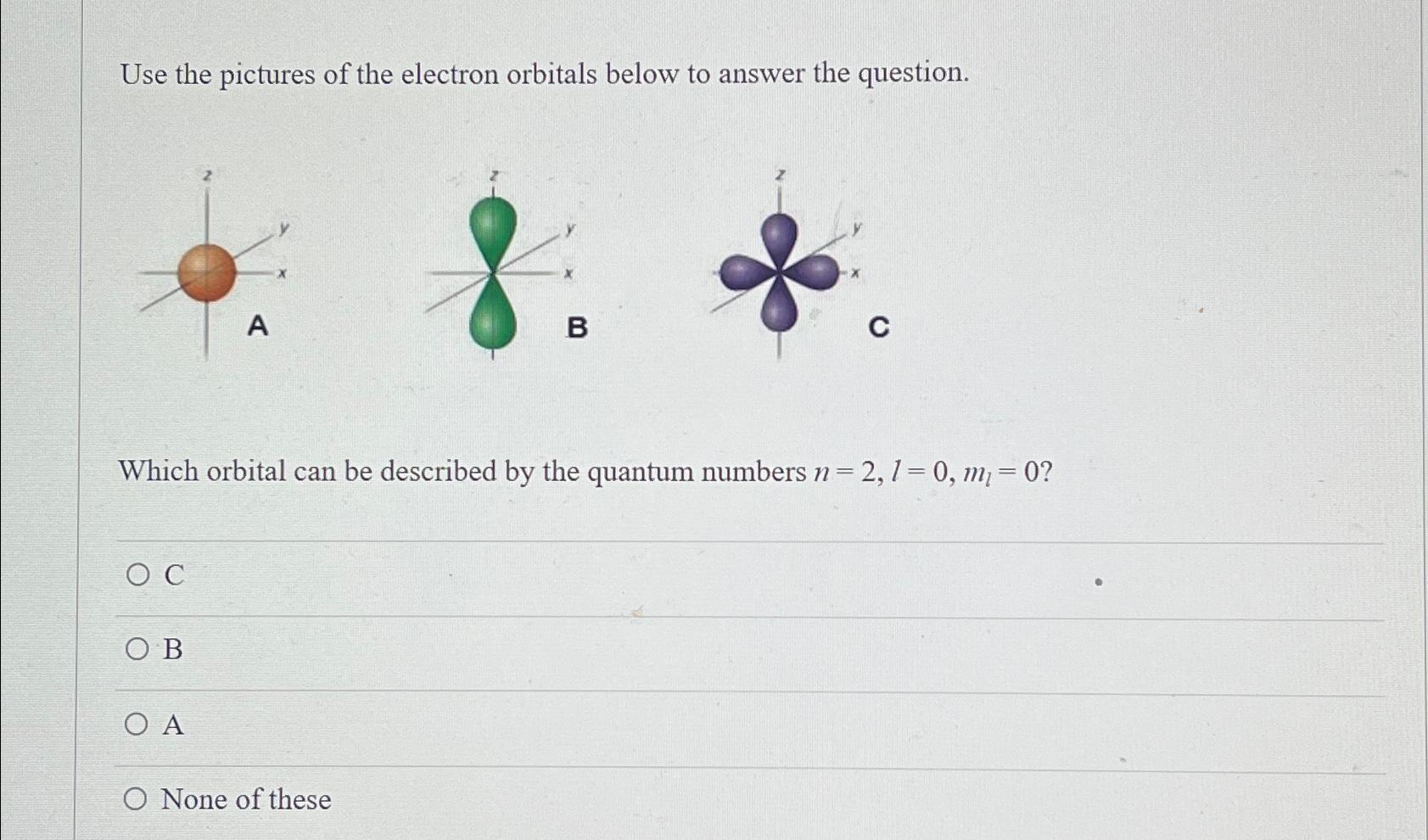 Solved Use the pictures of the electron orbitals below to | Chegg.com