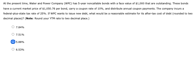 Solved At the present time, Water and Power Company (WPC) | Chegg.com