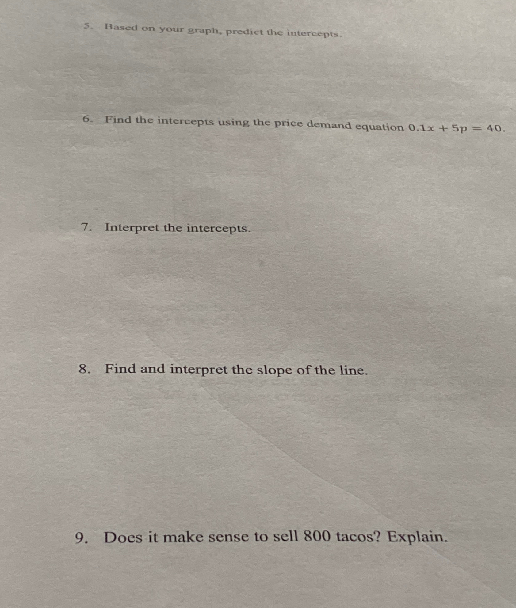 Solved Based on your graph, predict the intercepts.Find the | Chegg.com