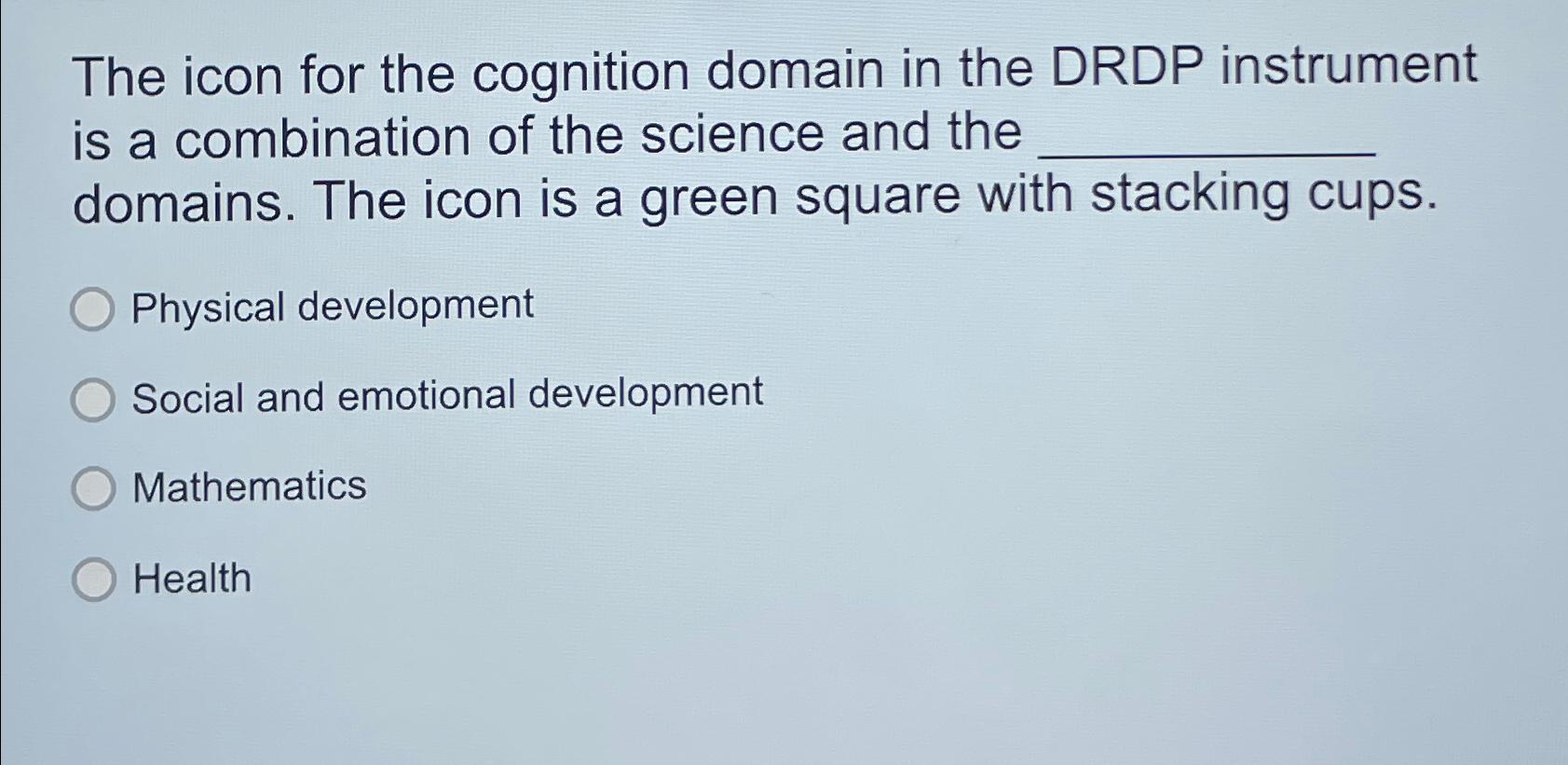 The icon for the cognition domain in the DRDP | Chegg.com