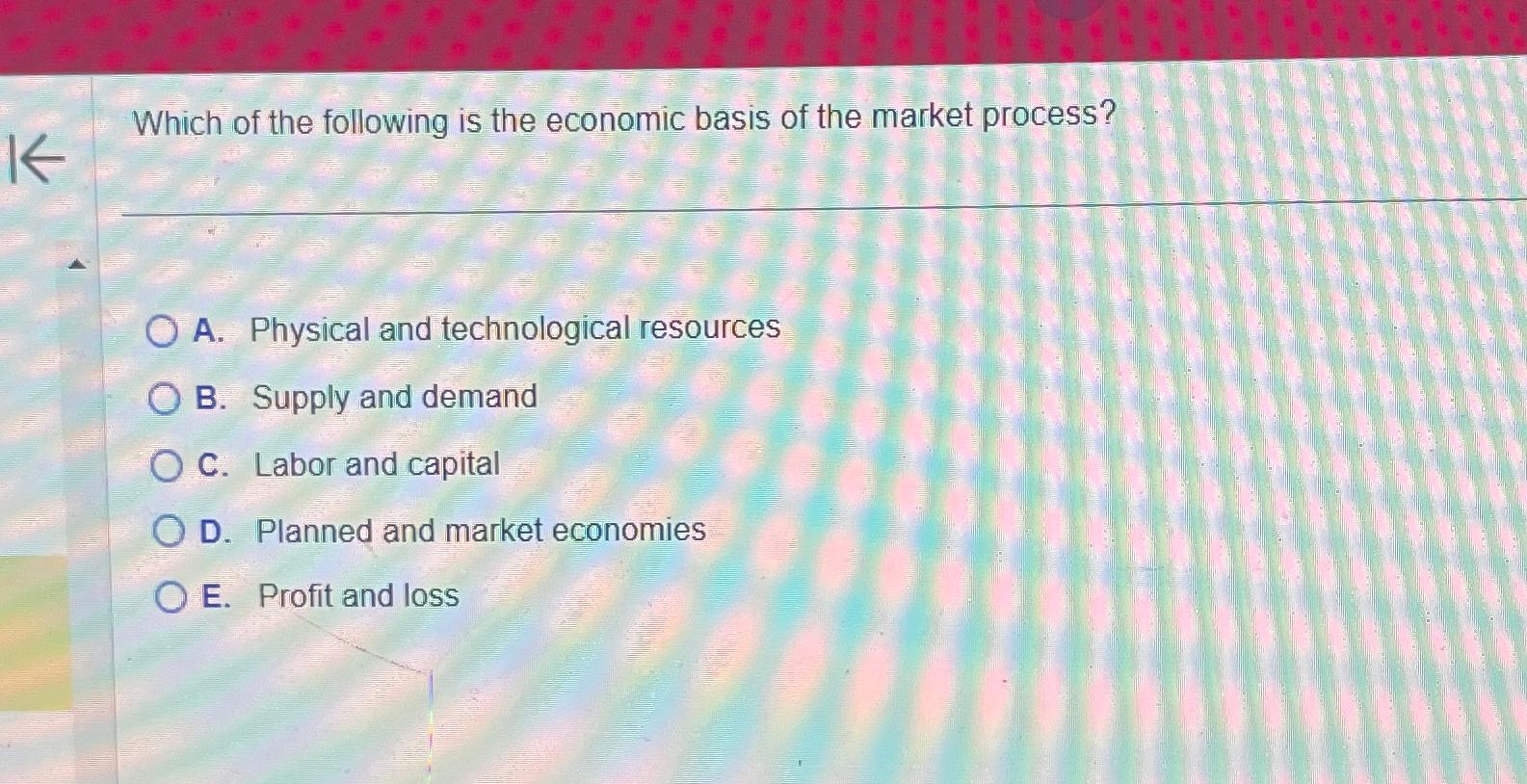 Solved Which of the following is the economic basis of the | Chegg.com