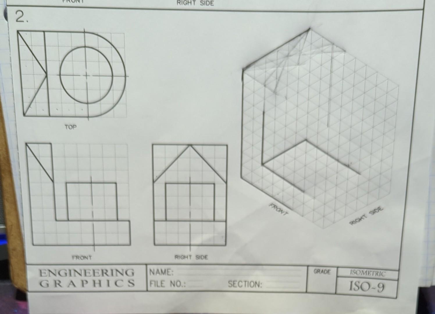 Solved sketch the isometric view based on the top, right, | Chegg.com