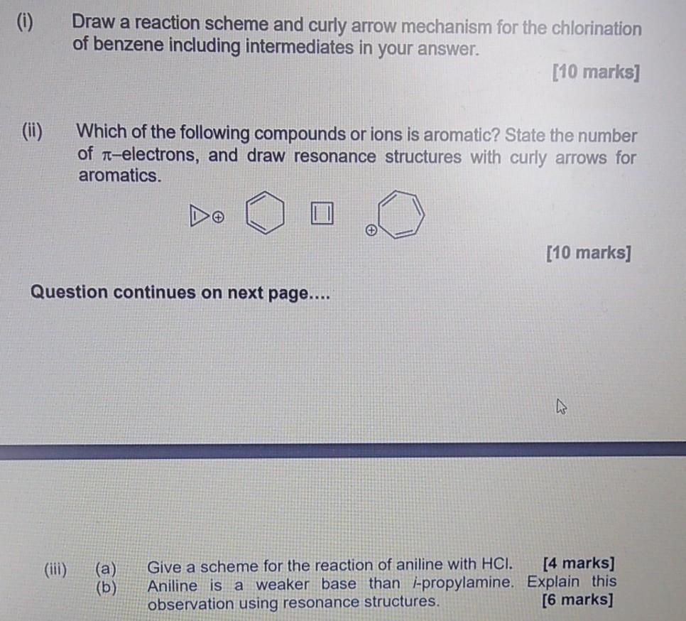 Solved (1) Draw a reaction scheme and curly arrow mechanism | Chegg.com