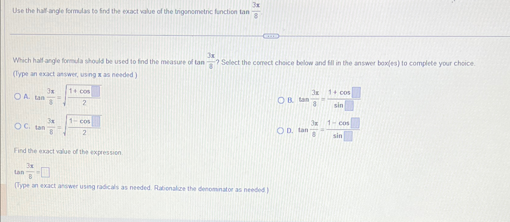 Solved Use the half-angle formulas to find the exact value | Chegg.com