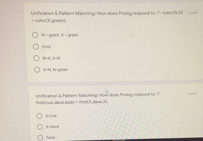 Solved Unification & Pattern Matching: How does Prolog | Chegg.com