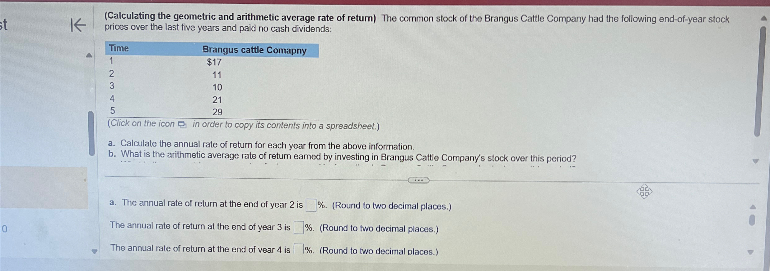 Solved (Calculating the geometric and arithmetic average | Chegg.com