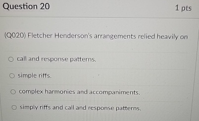 Solved Question 201 ﻿pts ﻿Fletcher Henderson's arrangements | Chegg.com
