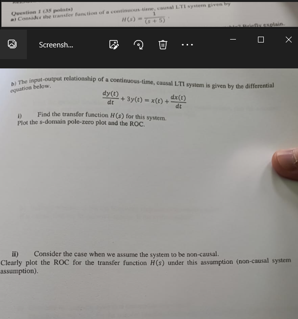 Solved Question I ( 35 ﻿polints)a) ﻿Consider the transfer | Chegg.com