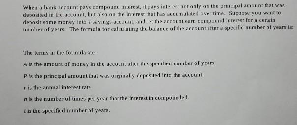 Solved When a bank account pays compound interest, it pays | Chegg.com