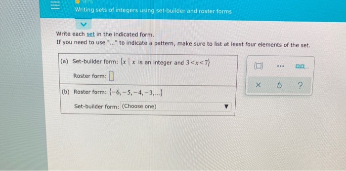 Solved SE Writing sets of integers using set-builder and | Chegg.com