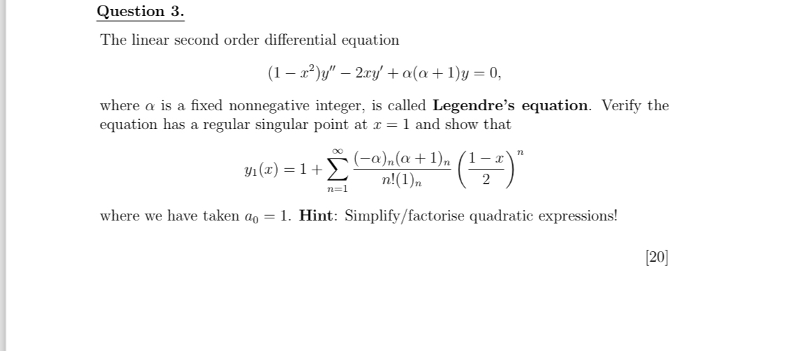 Solved Question 3.The linear second order differential | Chegg.com
